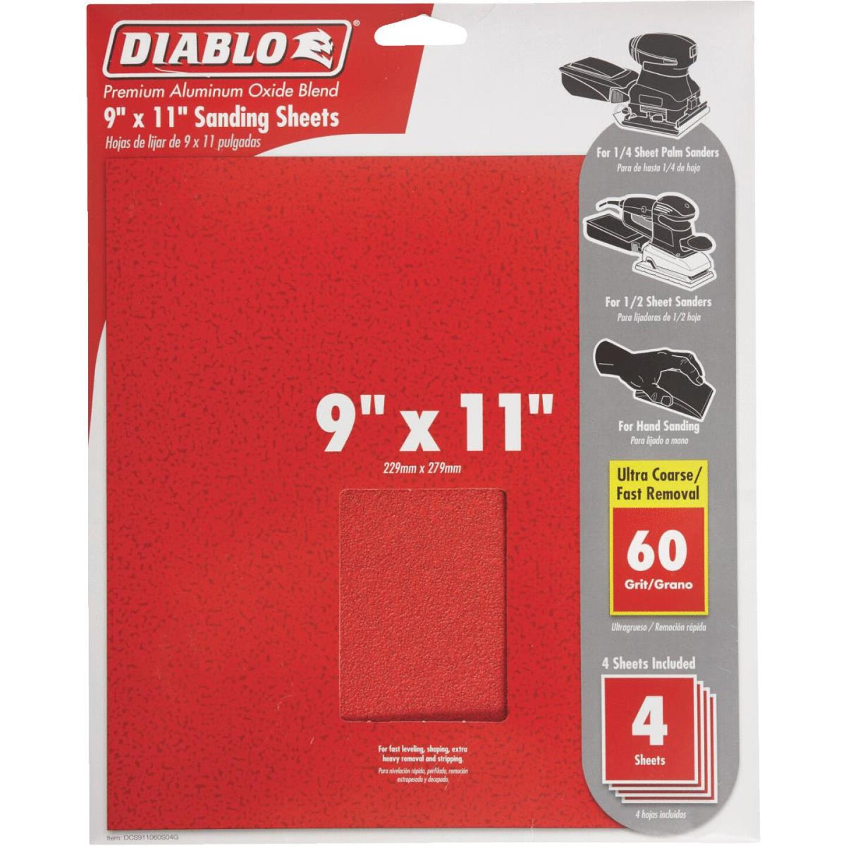 Diablo 9 In. x 11 In. 60 Grit Ultra Coarse Sandpaper (4-Pack) - Tulare ...